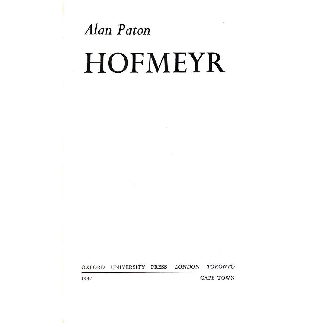 Hofmeyr by Alan Paton | Fact and Fiction